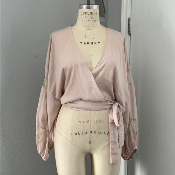 DO+BE | Tops | Prairie Style Lace Inset Wrap Crop Top | Poshmark